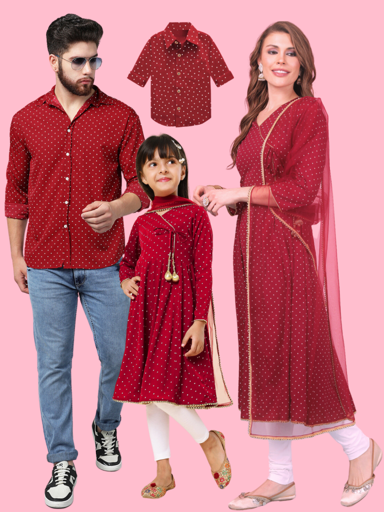 Maroon Polka Dot Family Outfits - A.T.U.N. | Clothing Brand