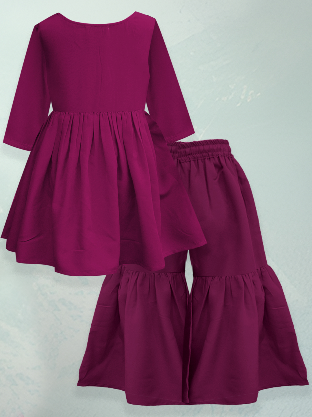 Atun Girls Ethnic Wear Sharara Wine Kurta With Sharara Set For Girls Atun